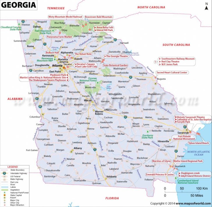 At Interactive Map Of Georgia Usa Printable Map Of Map Of North Ga ...