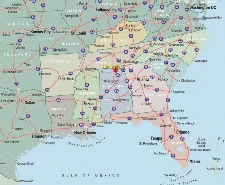 Map Of Southeast Us States - Earthwotkstrust | Printable Map Of ...