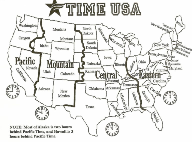 Map Of Time Zones In The Us Usa Time Zone Map Fresh Printable Map | Us ...