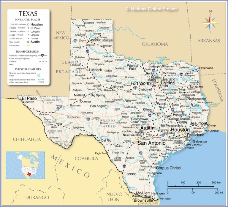 Reference Maps Of Texas, Usa - Nations Online Project - Complete Map ...