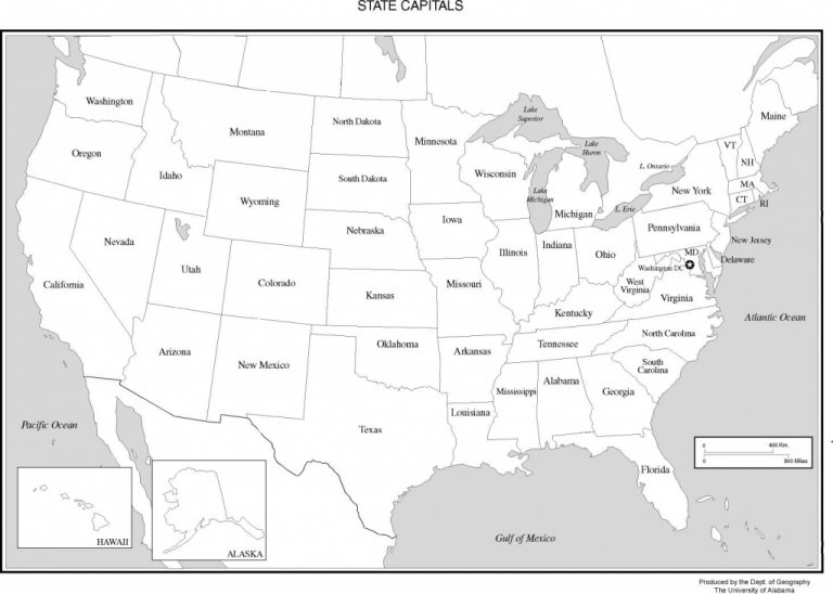 United States Labeled Map | Printable Political Map Of Usa - Printable ...