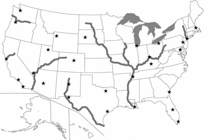 Us Maps With Lakes And Rivers And Travel Information | Download Free ...