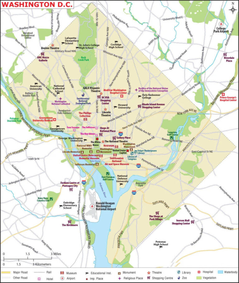 District Of Columbia Map - Guide Of The World | Map Of Eastern Usa And ...