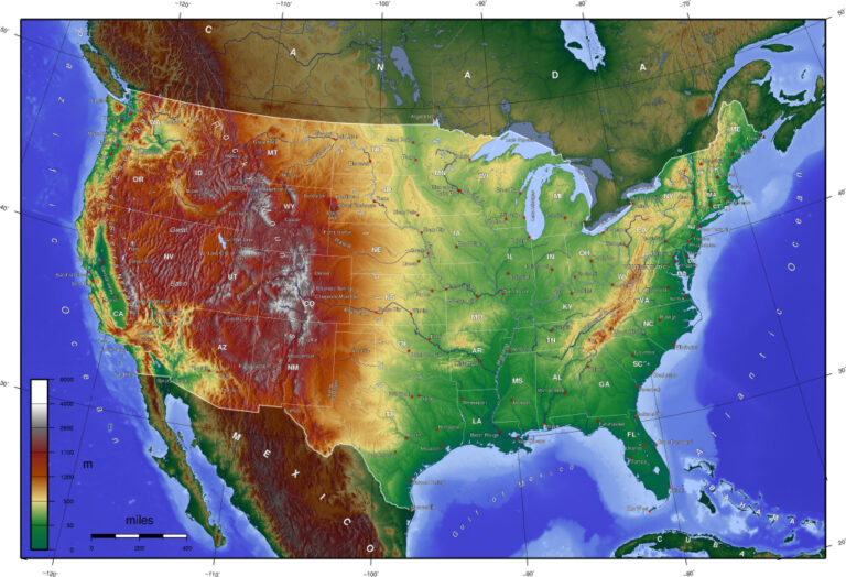 File:usa Topo En - Wikipedia | Elevation Map Of The Usa - Printable US Maps
