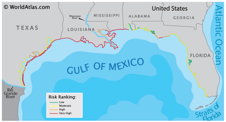 Gulf Coast Of The United States - Worldatlas | Map Of Usa Gulf Coast ...