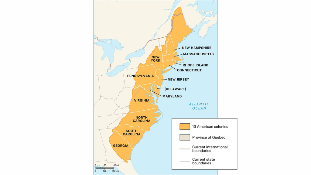 13 Colonies Of USA Map - Printable US Maps