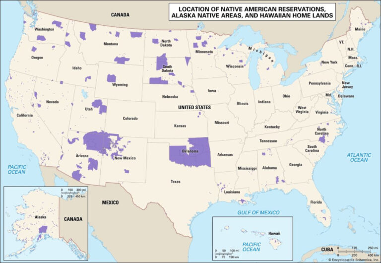 Indigenous Reservations In The United States - Kids | Britannica | Map ...
