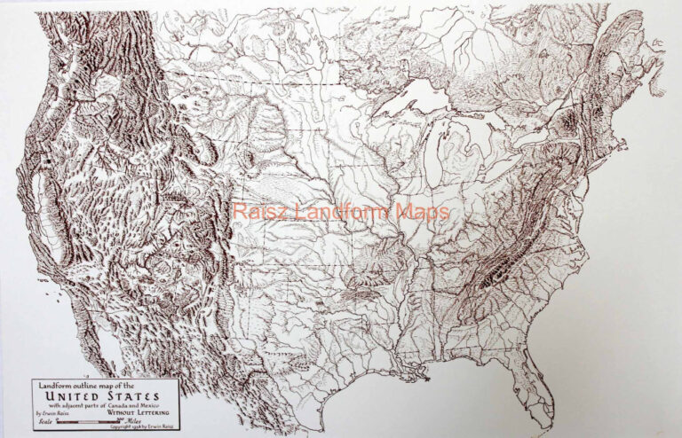Landform Outline Map Of The United States – Raisz Landform Maps | Map ...