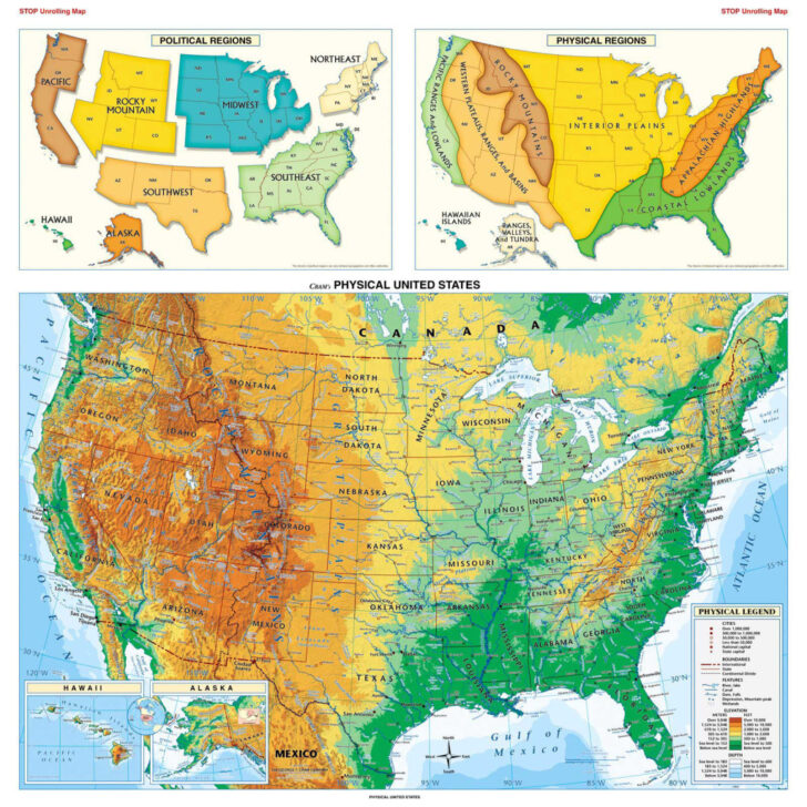 Large Detailed Physical Map Of The Usa. The Usa Large Detailed ...