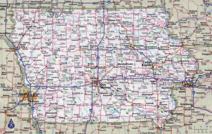Large Detailed Roads And Highways Map Of Iowa State With Cities | Road ...