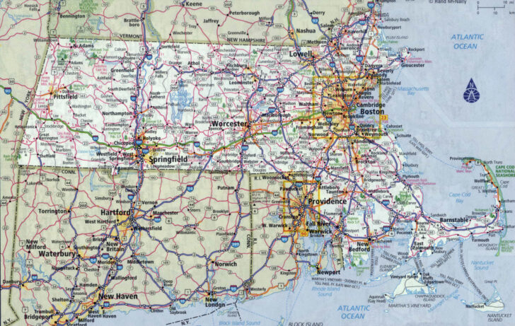 Large Detailed Roads And Highways Map Of Massachusetts State With ...