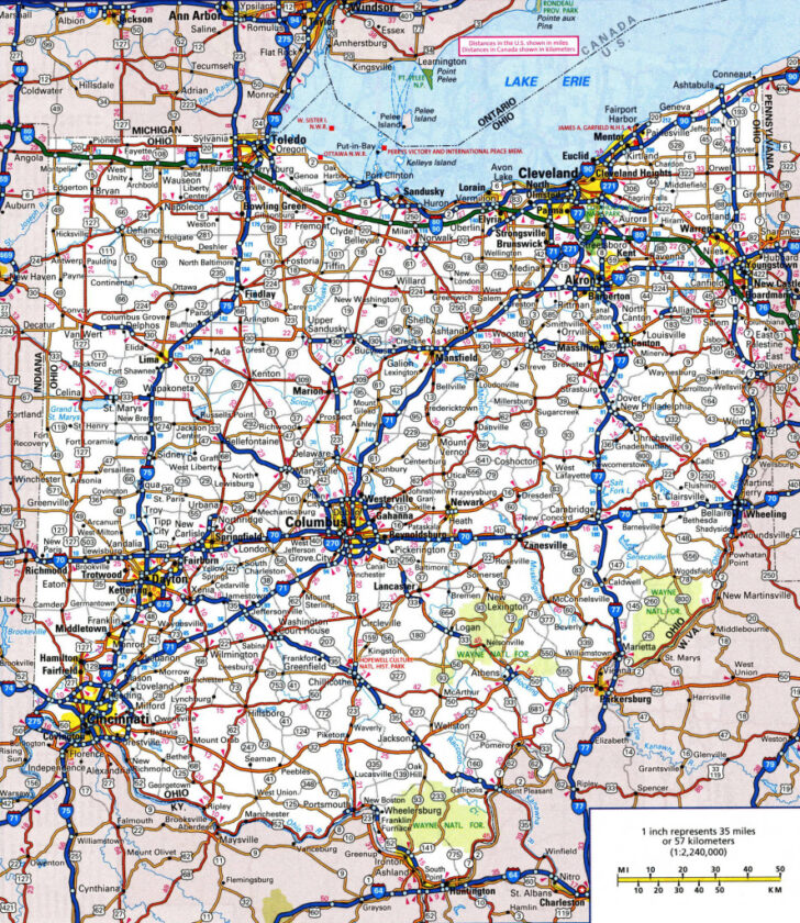 Large Detailed Roads And Highways Map Of Ohio State With All Road Map