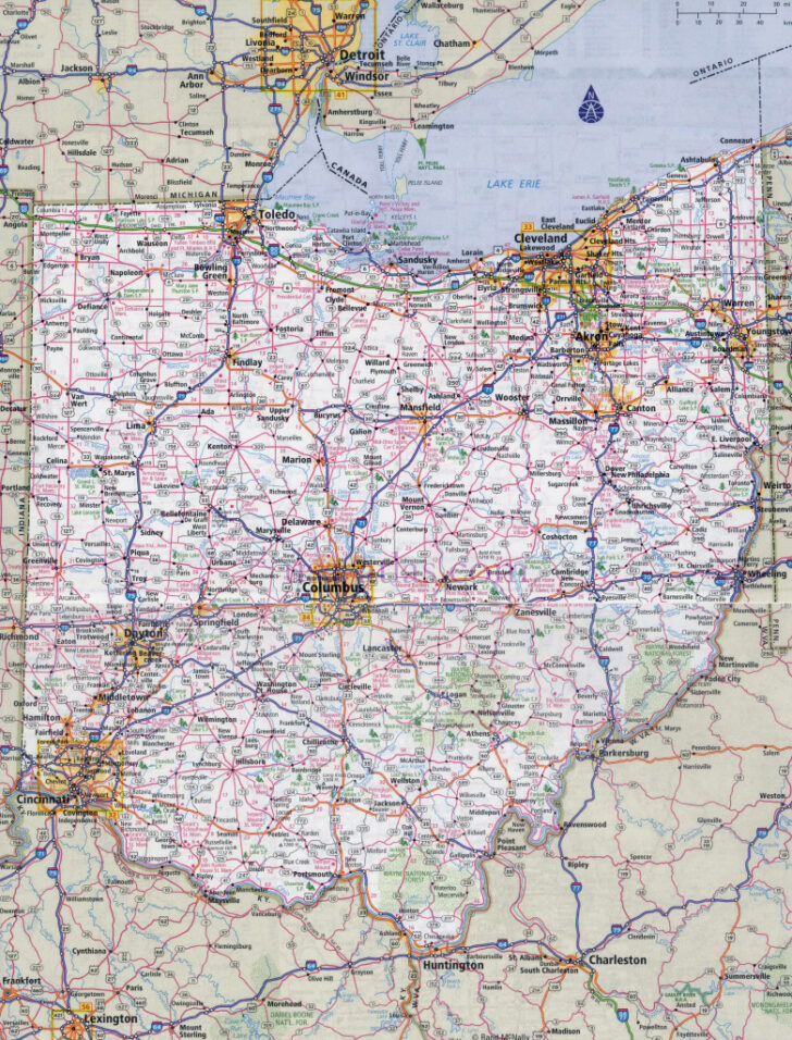 Large Detailed Roads And Highways Map Of Ohio State With National ...