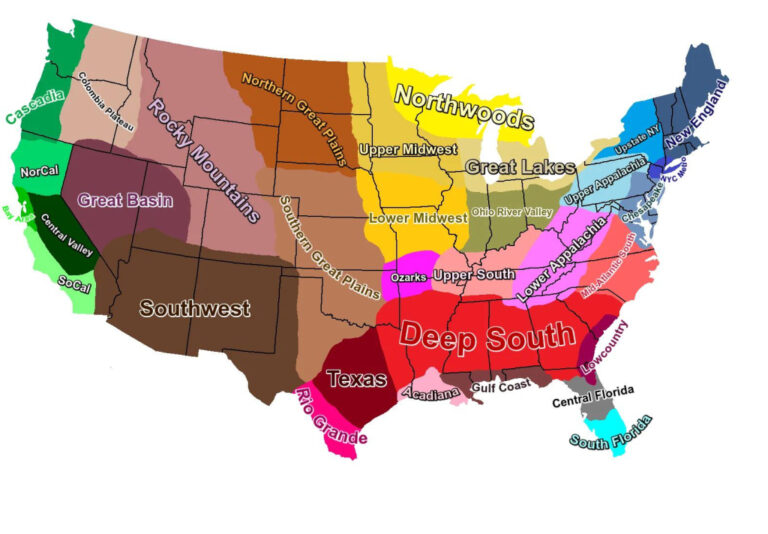 Cultural Map Of The USA - Printable US Maps