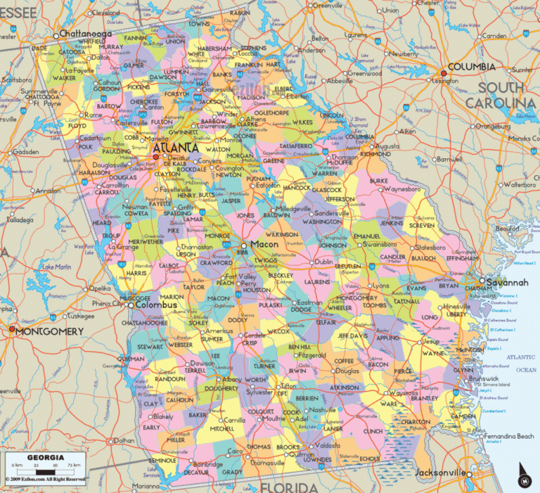 Map Of Georgia - Georgia Map With Cities, Counties And Roads | Map Of ...