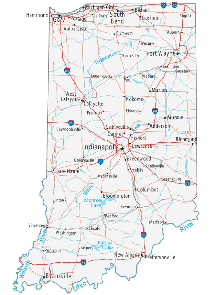 Map Of Indiana - Cities And Roads - Gis Geography | Road Map Of Indiana ...
