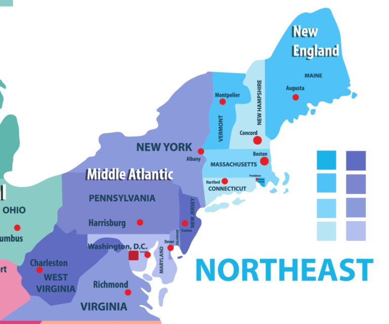 Map Of Northeast USA With States And Capitals - Printable US Maps