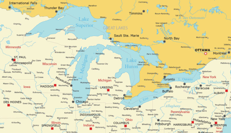 Map Of The Great Lakes Of North America - Gis Geography | Map Of Great ...