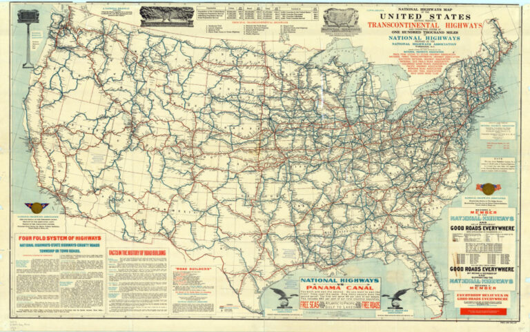 Map Of United States Proposed National Highways System, 1915 | Road Map ...