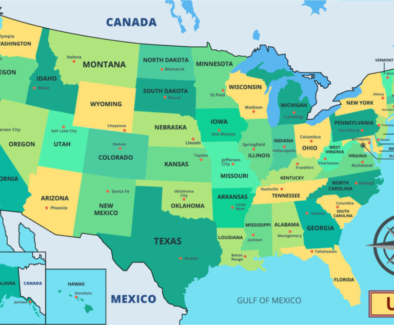 Map Of Usa With State Names | Usa Map With Names Of States - Printable ...