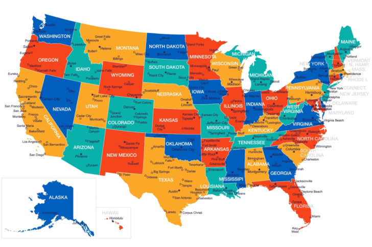 Political Map Of Usa (Colored State Map) | Mappr | Map Of The USA ...
