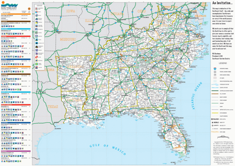Southeast Usa Road Map | Map Of South Eastern USA - Printable US Maps