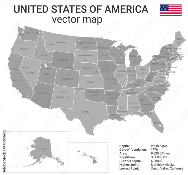 Map Of USA State Borders - Printable US Maps