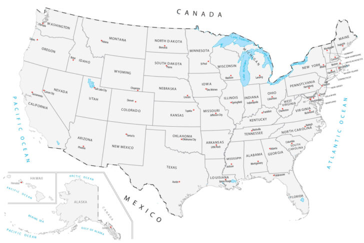 United States Map With Capitals - Gis Geography | Map With States And ...