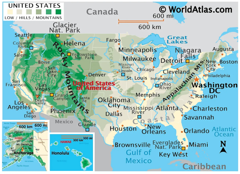 USA Bodies Of Water Map - Printable US Maps