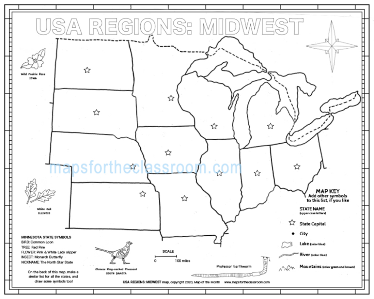 Usa Regions – Midwest | Free Printable Outline Map Of The Midwest USA ...