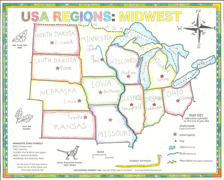 Usa Regions – Midwest | Free Printable Outline Map Of The Midwest Usa ...