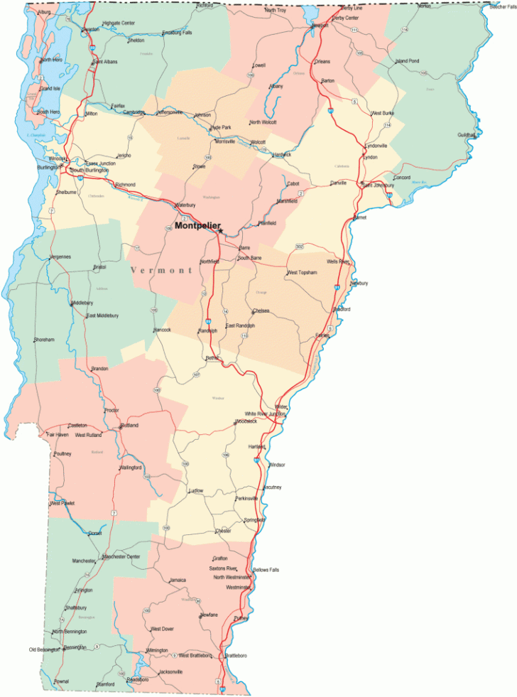Vermont Road Map - Vt Road Map - Vermont Highway Map | Road Map Of ...